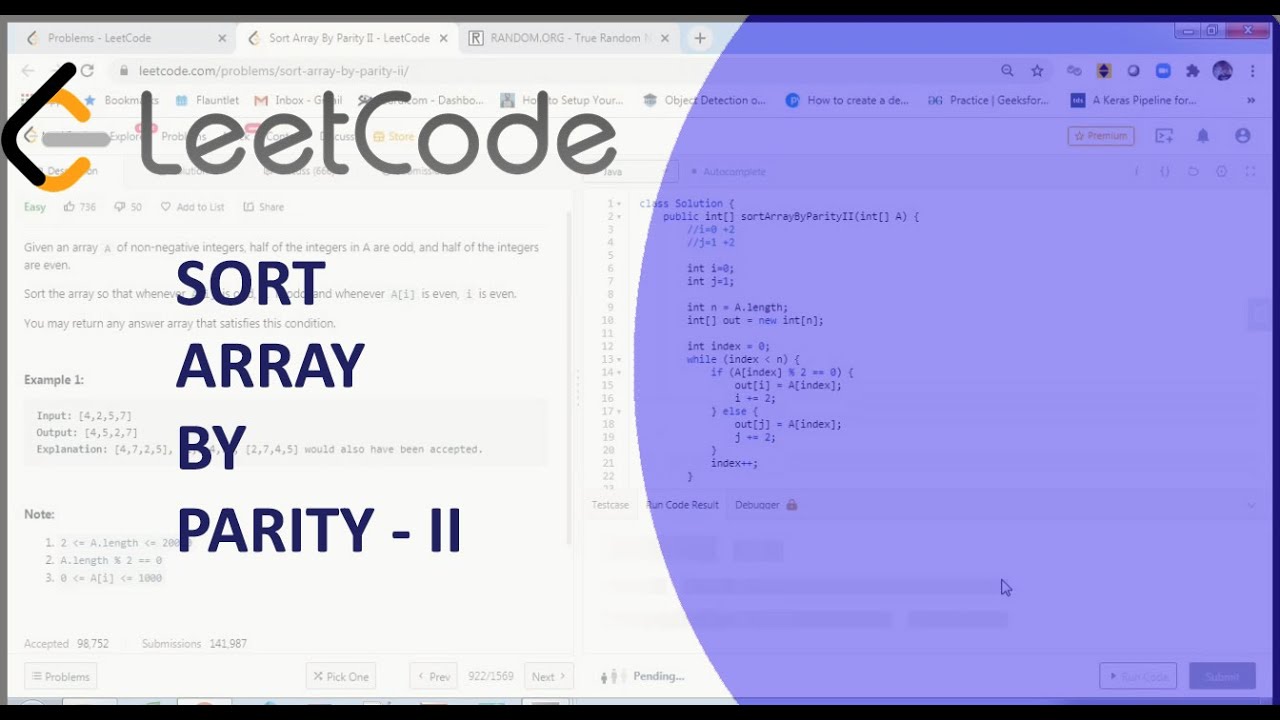 Leetcode 922 Sort Array By Parity Ii Youtube