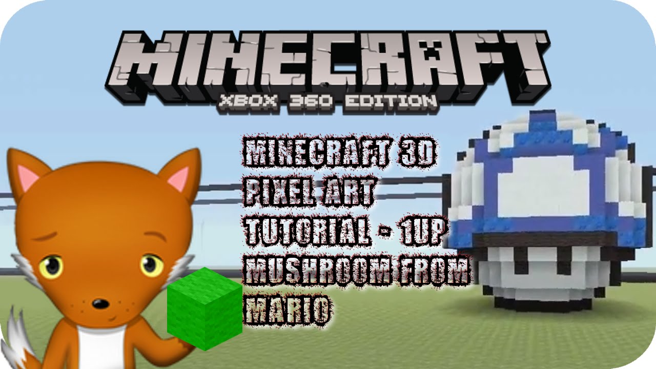 Minecraft 3d Pixel Art Tutorial 1up Mushroom From Mario Youtube