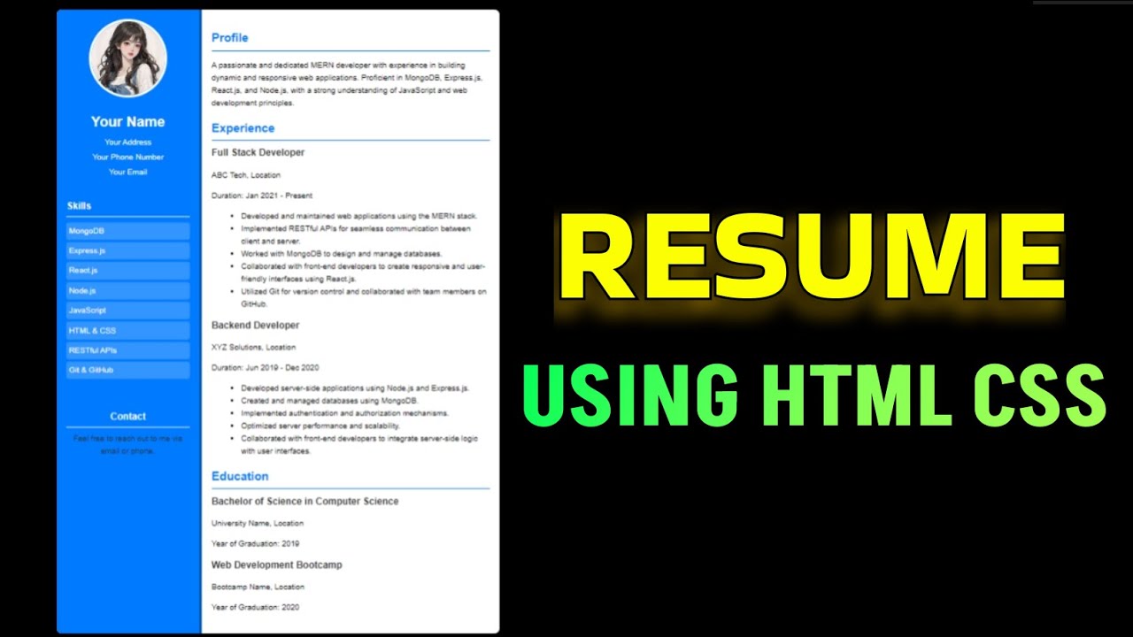 Resume Using Html And Css Resume Builder Web Application Project