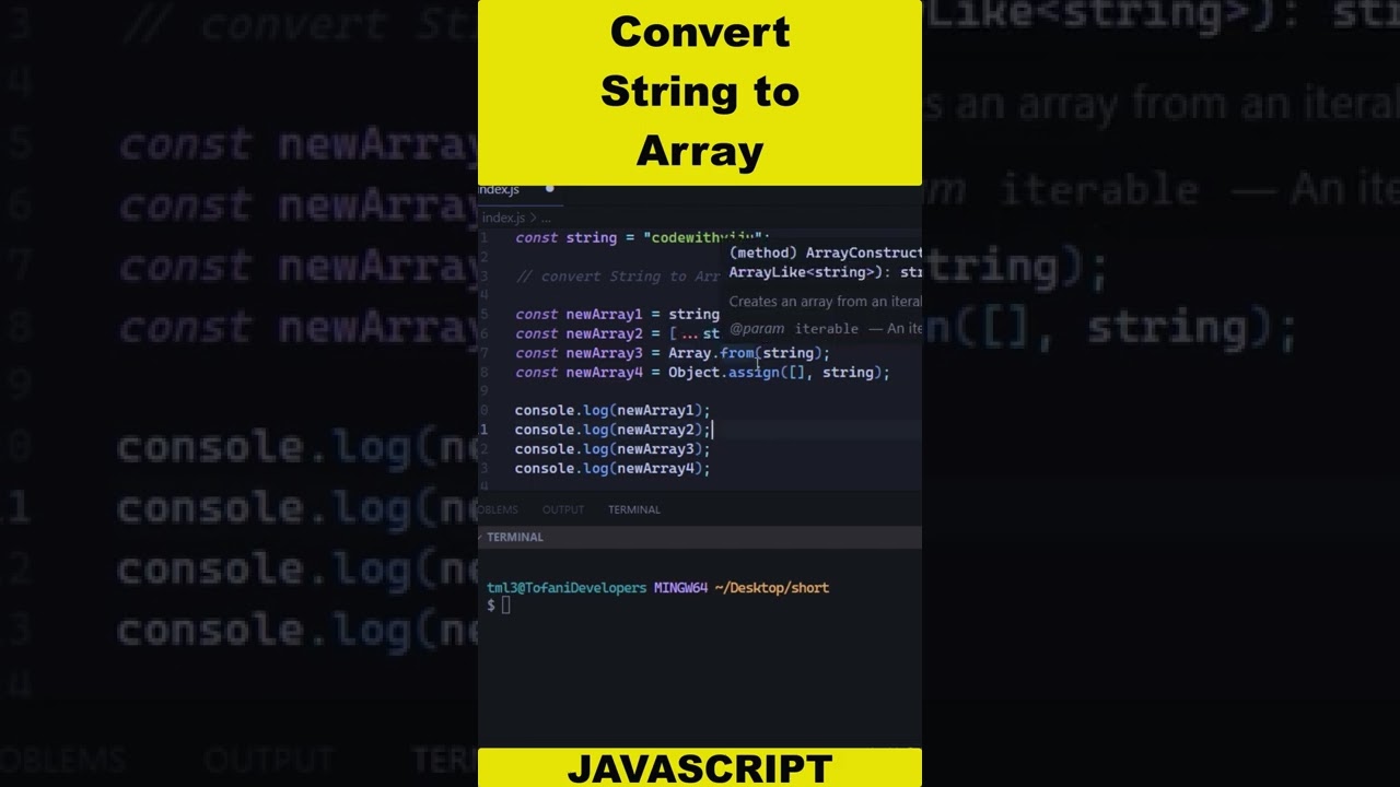 Convert String To Array In Javascript рџ ґ Javascript Shorts Short