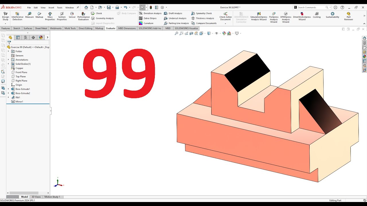 تمارين علي سوليدووركس 2024 تمرين رقم 99 Solidworks Exercise 99