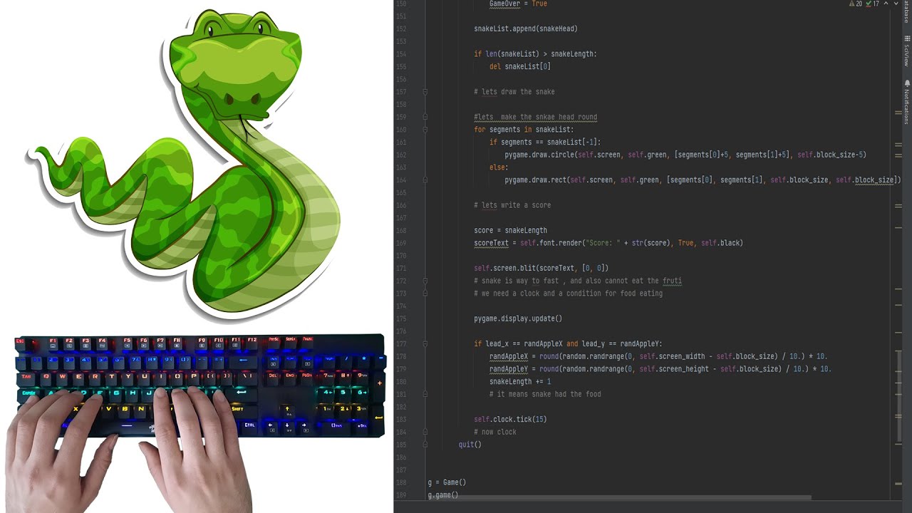 Asmr Programming Coding Snake Game With Python No Talking Youtube