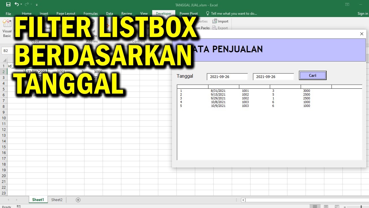Cara Filter Listbox Berdasarkan Tanggal Vba Excel Youtube