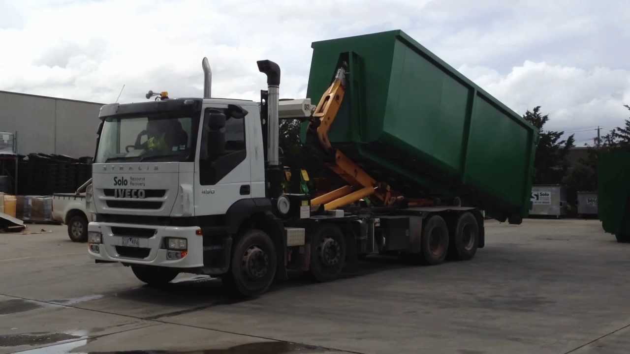 Hook Lift Truck Loading Bin Youtube