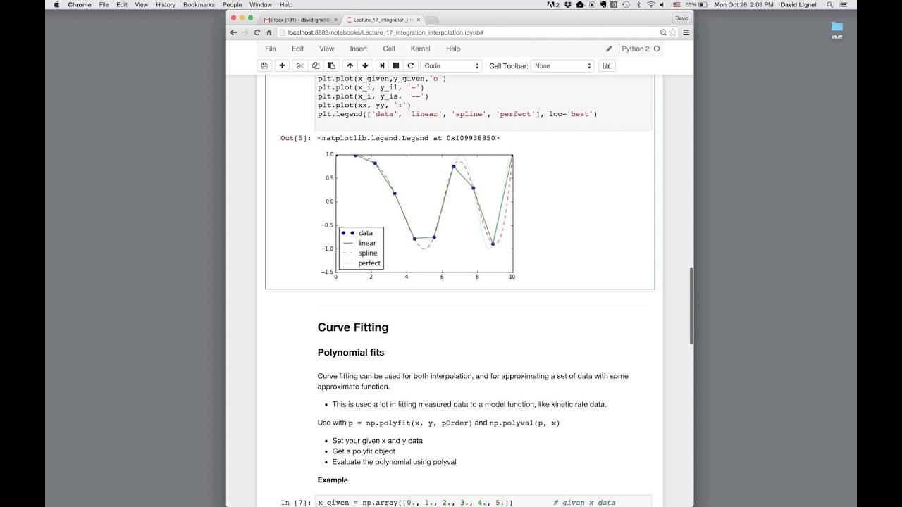 Python Integration Interpolation And Curve Fitting Youtube