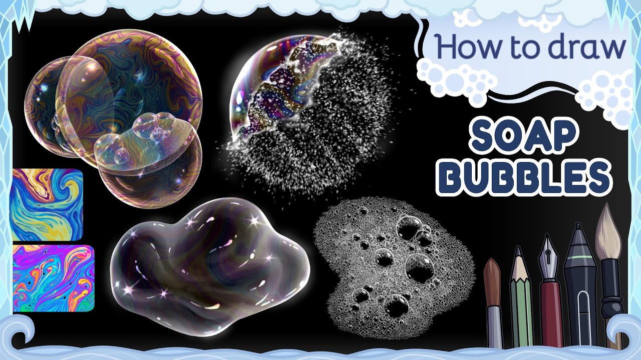 How To Draw Soap Bubbles Foam Step By Step Art Tutorial Youtube