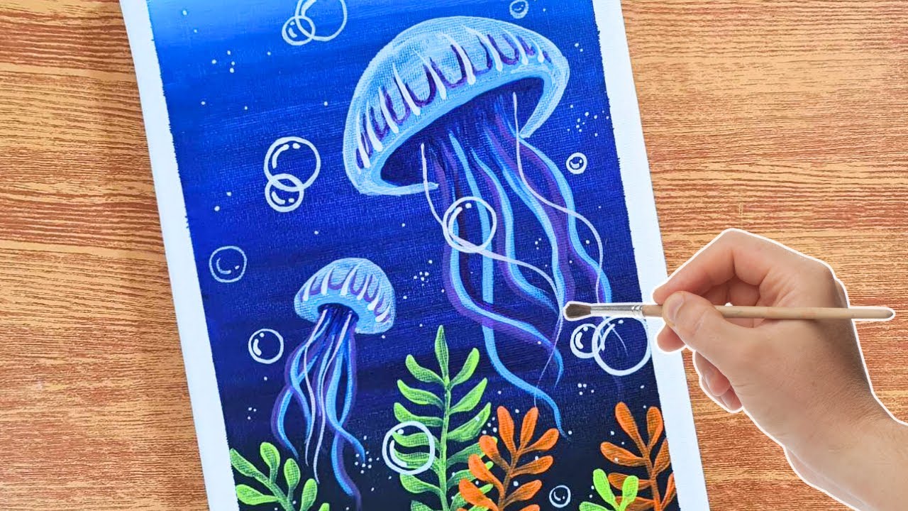 How To Paint A Jellyfish Under The Sea I Easy Acrylic Painting For