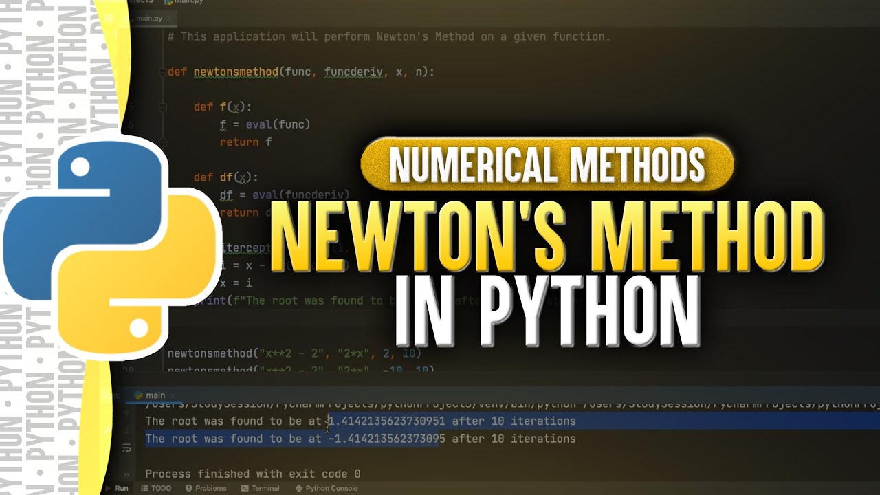 Newton S Method In Python Numerical Methods Youtube