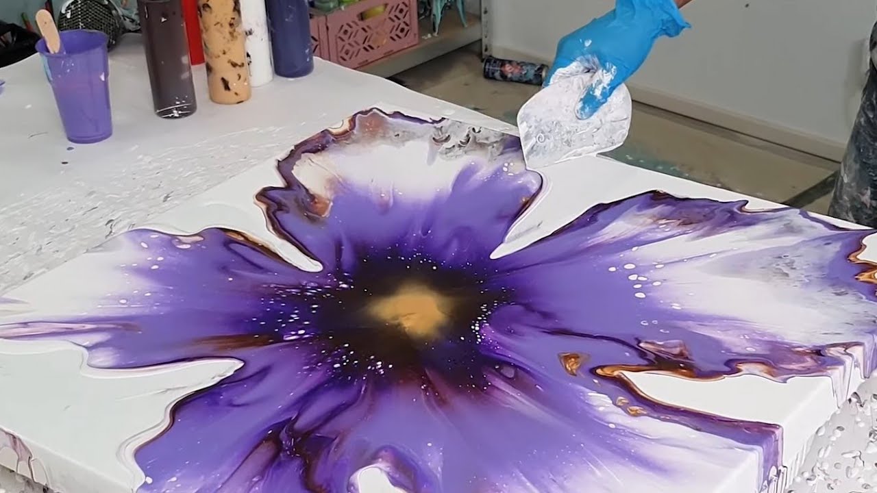 The Challenging Purple Flower Acrylic Pouring Dutch Bloom Youtube