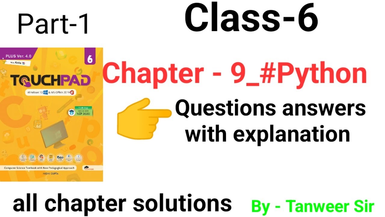 Class 6 Chapter 9 Chapter Name Python Computer Touchpad Book