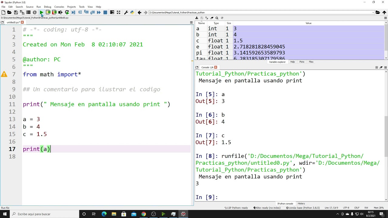 Python Tutorial 1 Operaciones Básicas Parte 2 2 Youtube