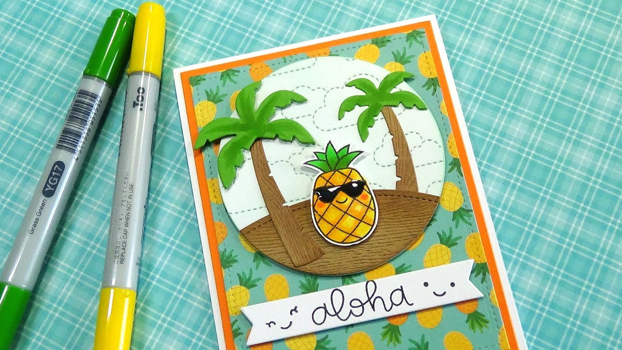 Summer Themed Card Lawn Fawn Copic Coloring Youtube