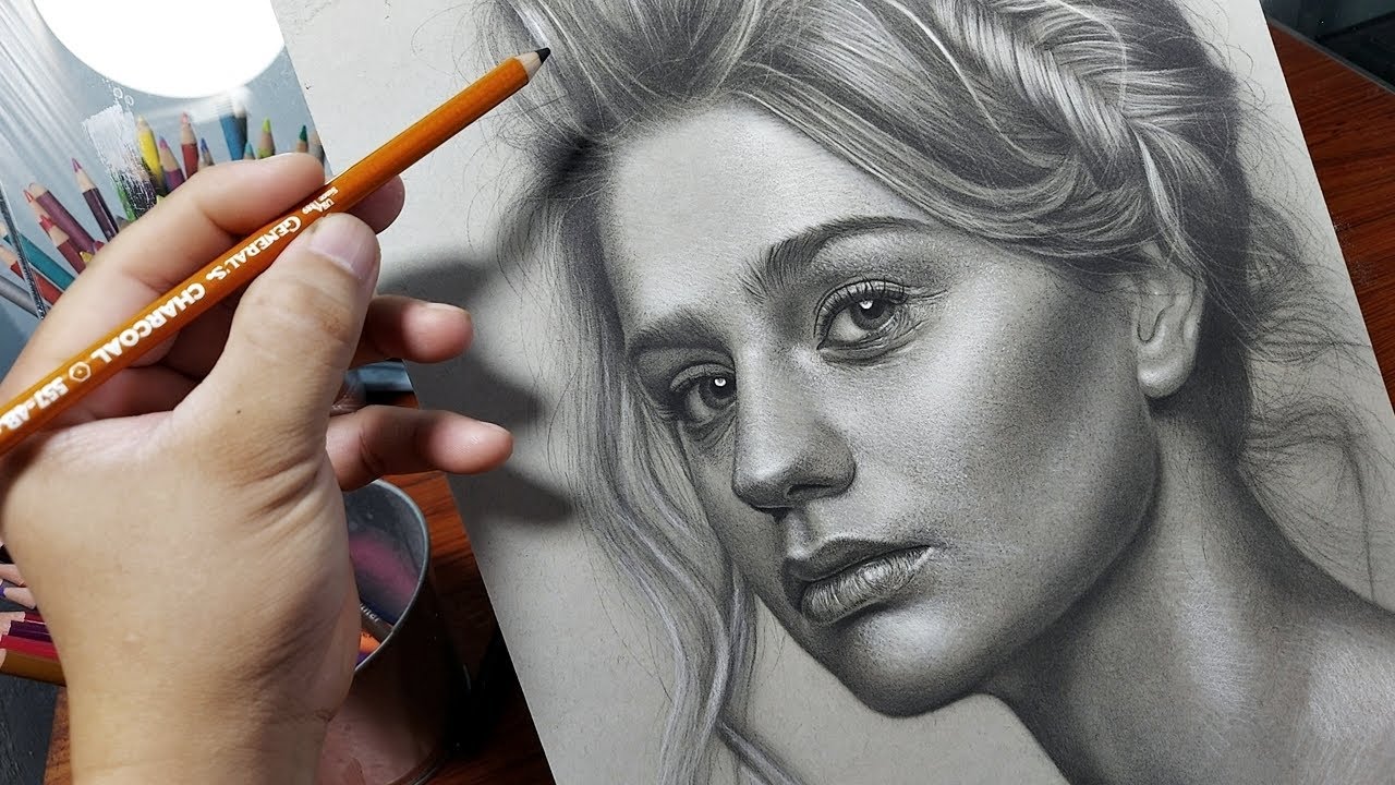 Draw Fast Easy With Charcoal Pencil Realistic Portrait Drawing