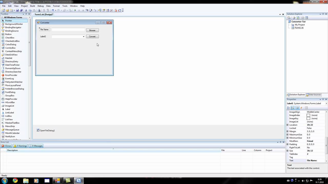 Visual Basic 2008 File Converter Tutorial Youtube