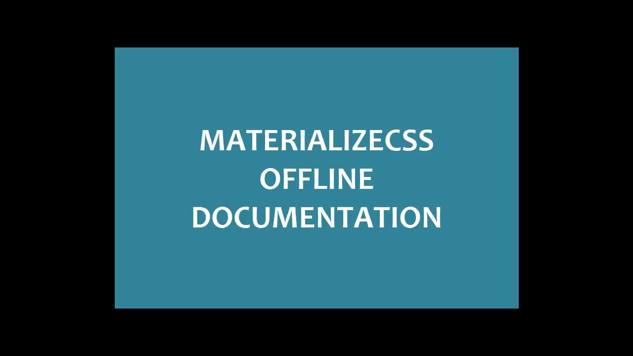 Materializecss Offline Documentation Youtube