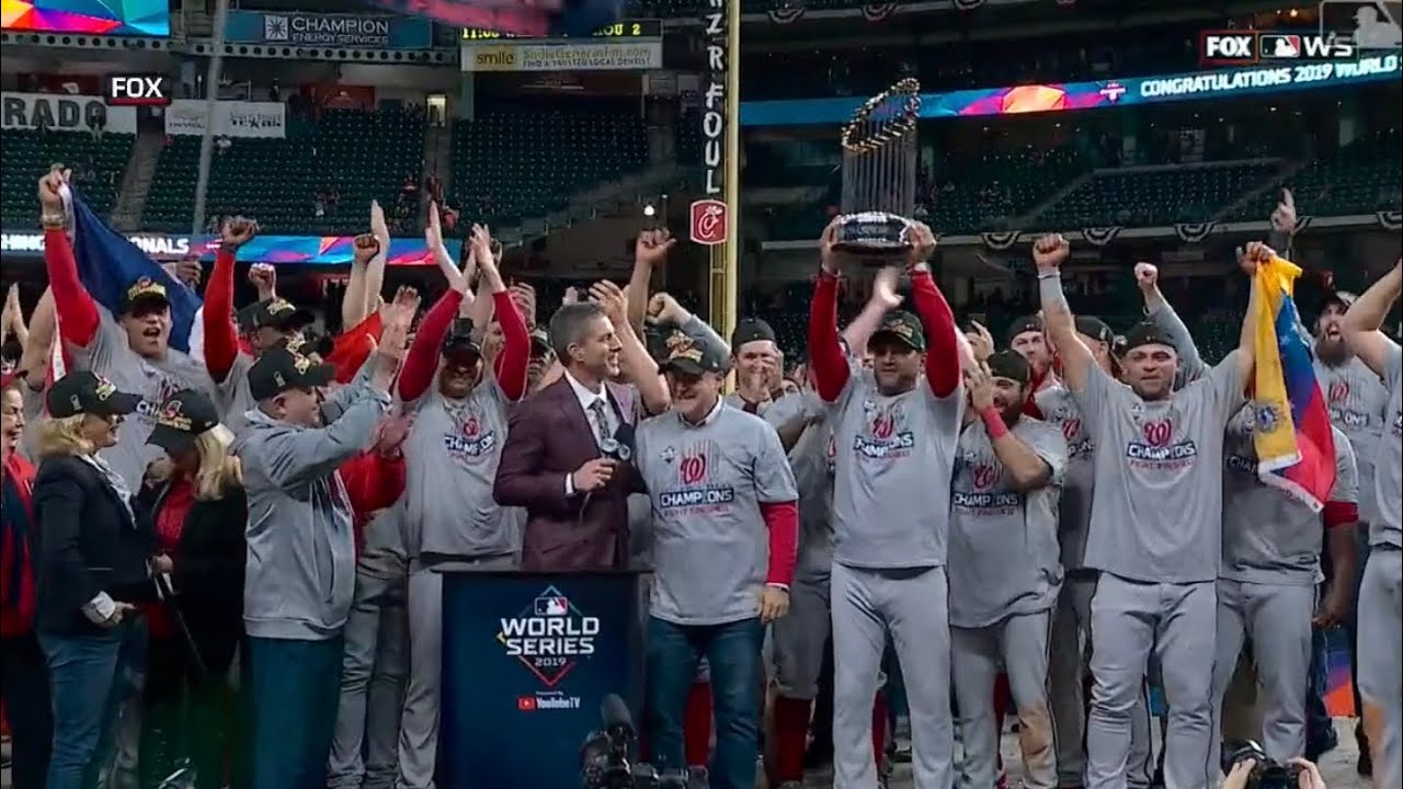 Nationals Receive World Series Trophy Stephen Strasburg Receives