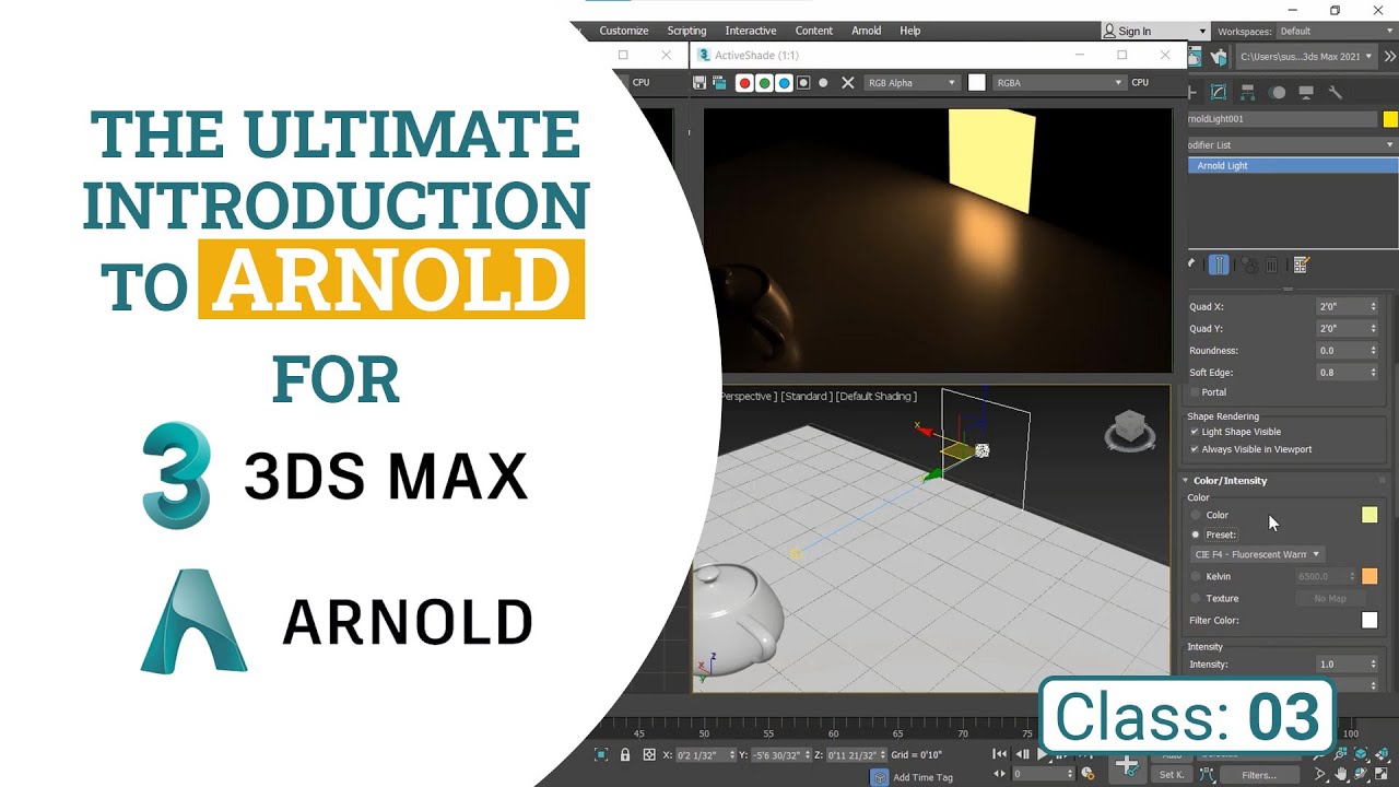 Quad Light Parameters Class 03 Arnold For 3ds Max Youtube