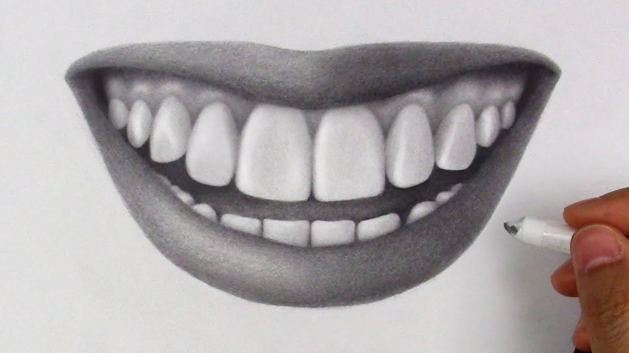 How To Draw A Smile With Teeth Youtube
