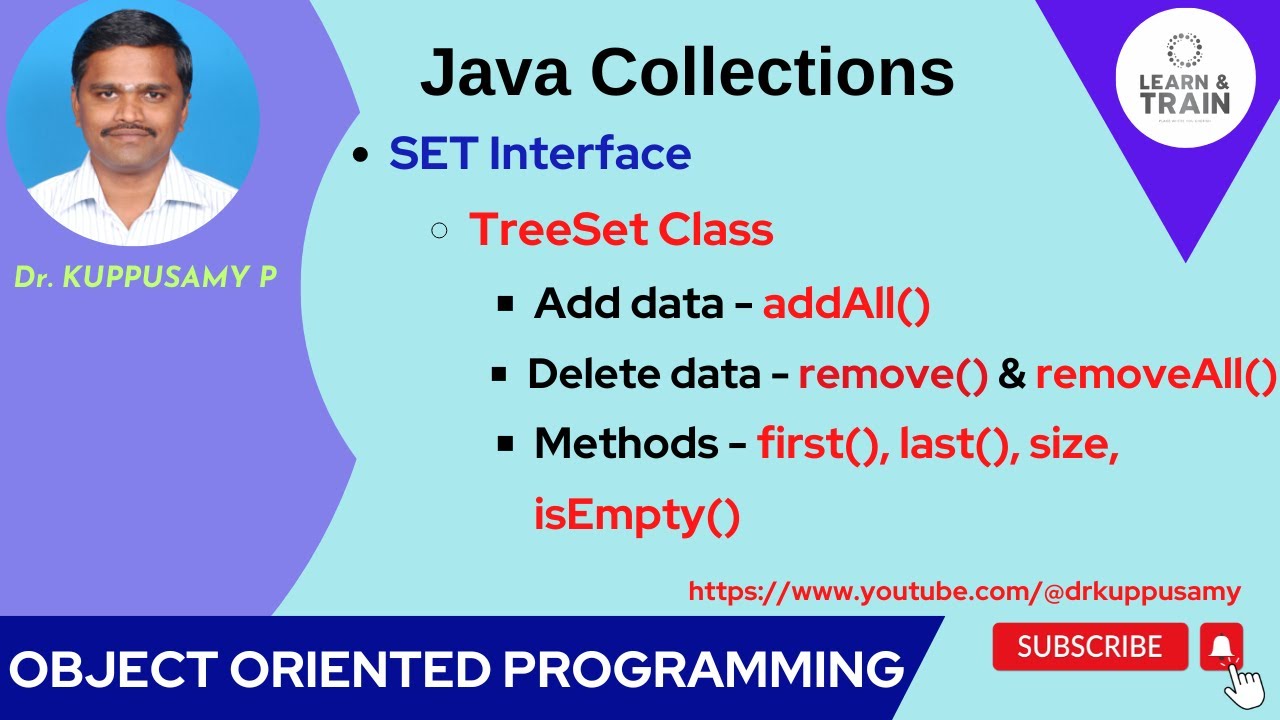 68 Treeset Class Set And Sortedset Interfaces Add Delete Data