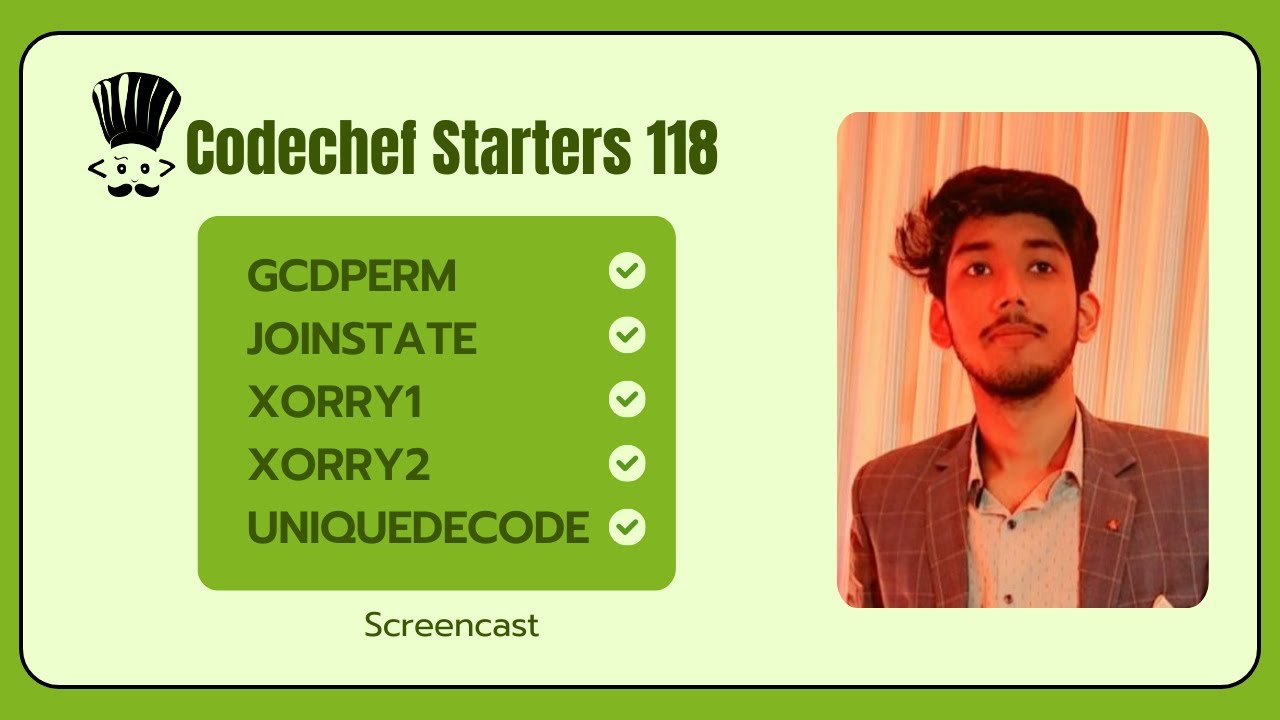 Codechef Starters 118 Contest Screencast Armaan Dutt Youtube