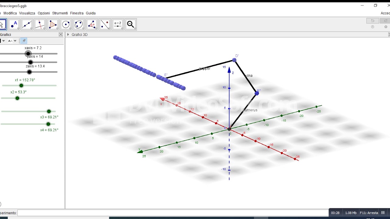 Geogebra Simulation Of A Robotic Arm Youtube