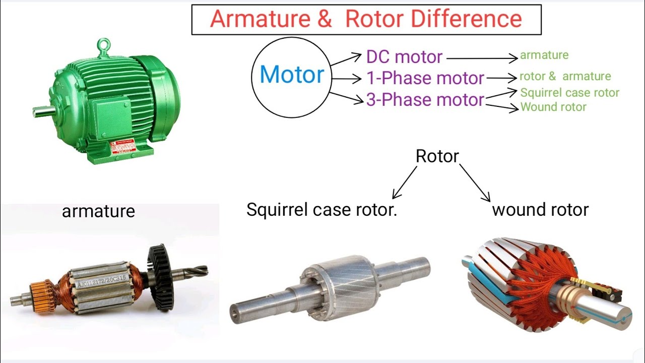 Armature And Rotor Difference Field Winding Or Armature Winding In