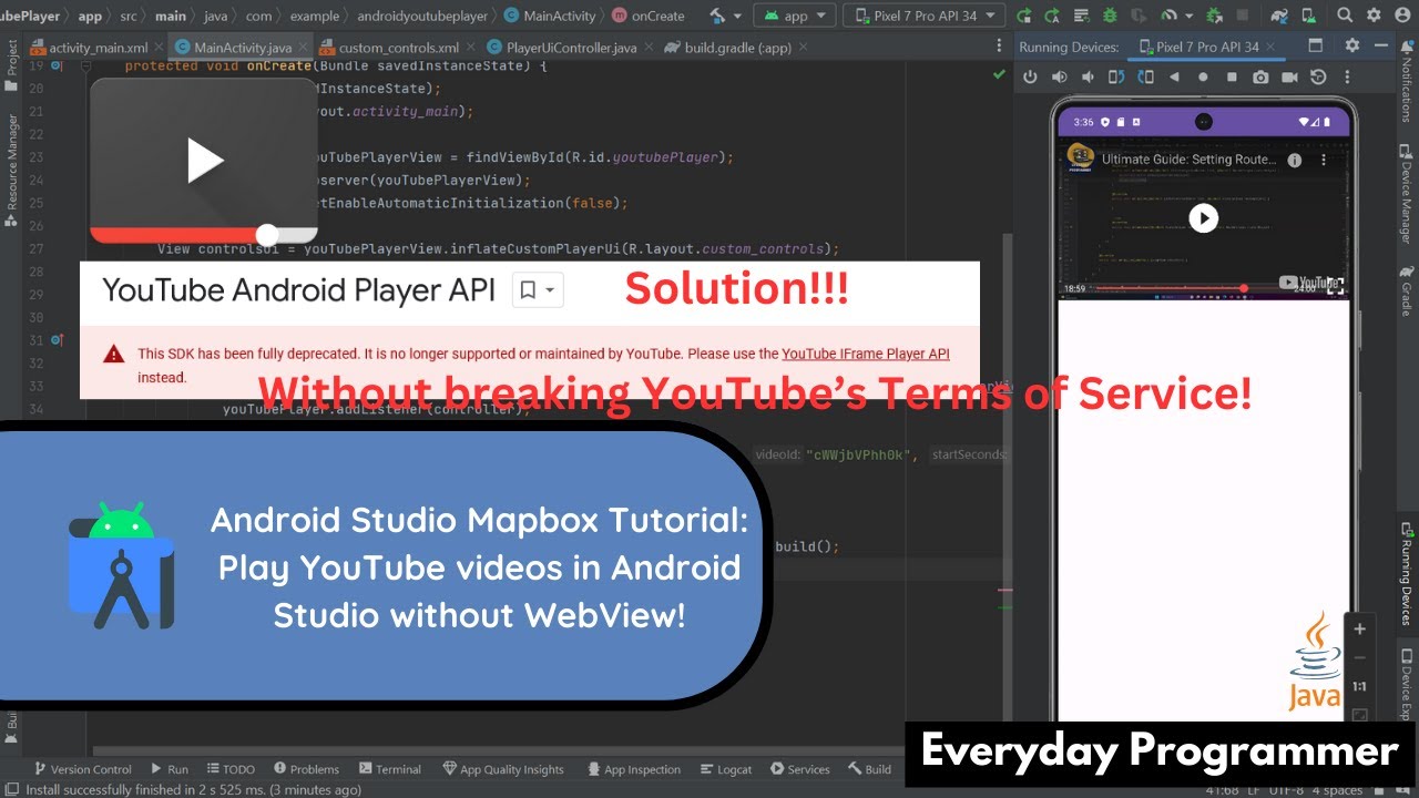 How To Play Youtube Videos With Custom Controls In Android Studio