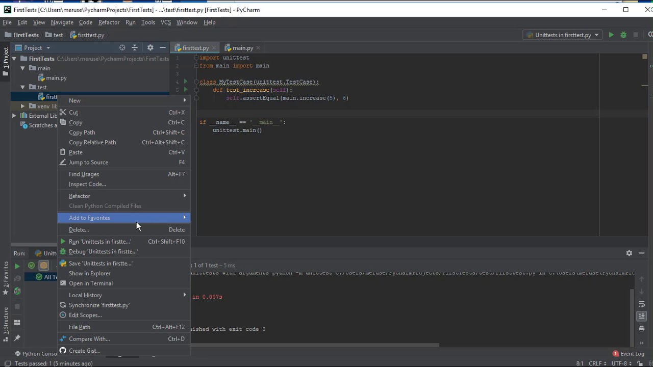 Python Tdd In Pycharm Youtube