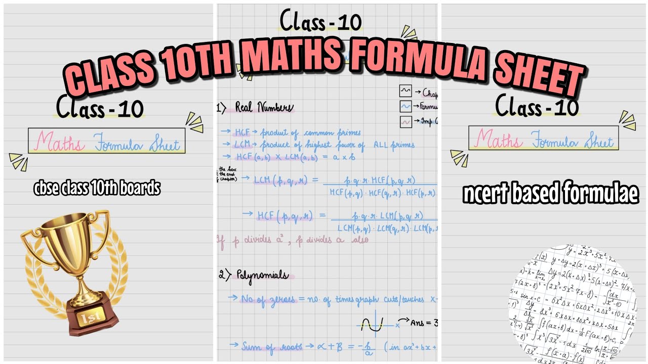Class 10 Maths Formula Sheet All Formulas And Concepts For Cbse Class