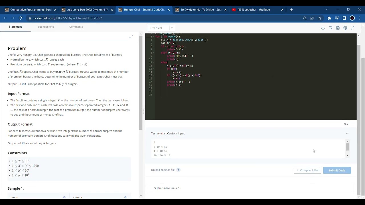 Hungry Chef Codechef Youtube