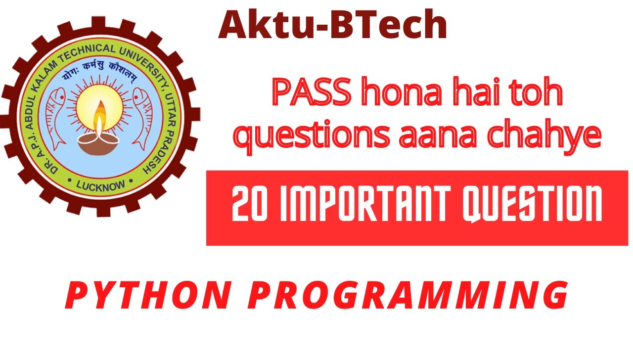 Python Programming Important Questions Aktu Youtube