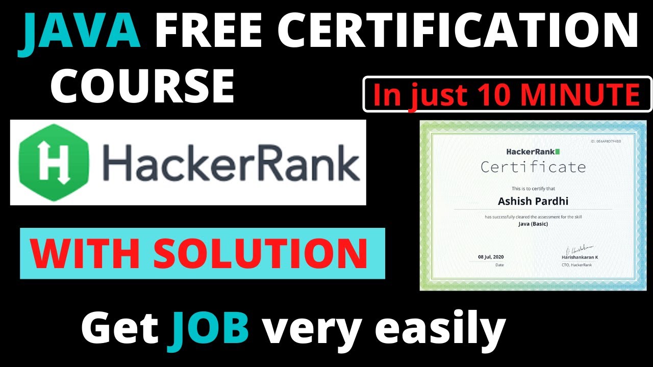 Java Free Certification Course From Hackerrank With Solutions