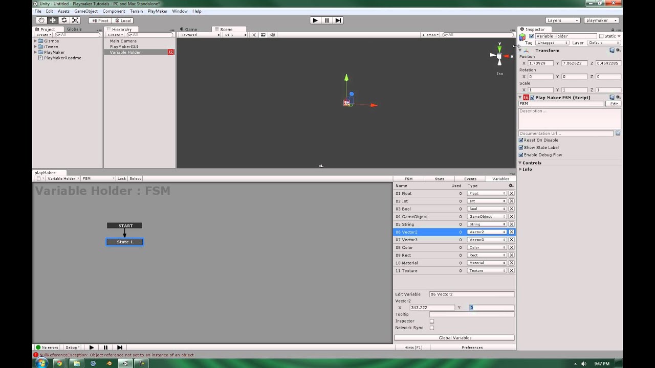 Introduction To Playmaker Basic Variables Youtube