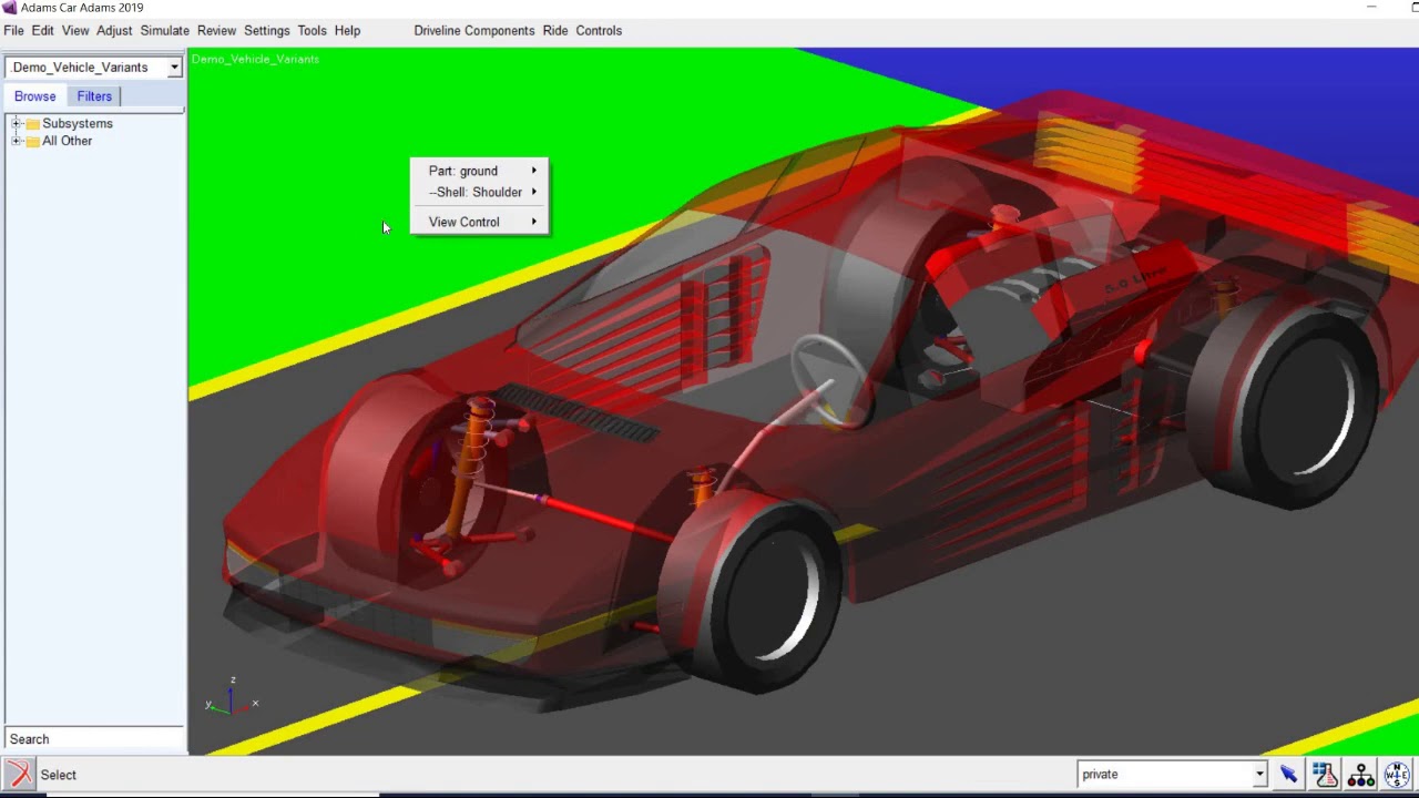 Brake Simulation In Msc Adams Car Youtube