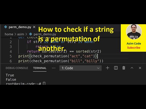 How To Check If A String Is A Permutation Of Another In Python Youtube