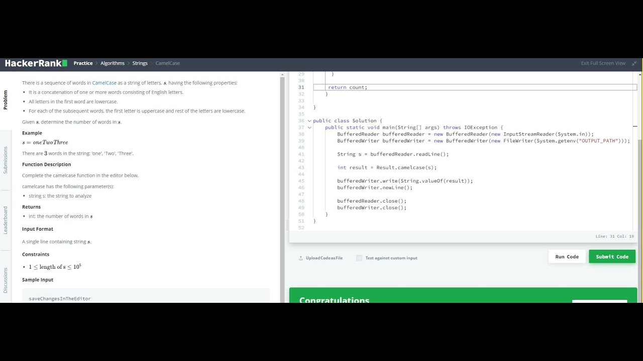 Camelcase Hackerrank Youtube