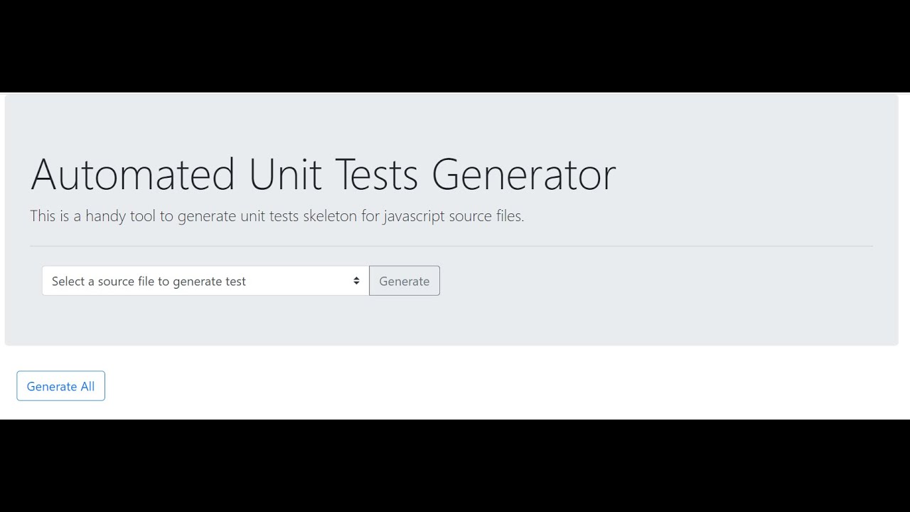 Unit Test Generator For Javascript Source Files Youtube