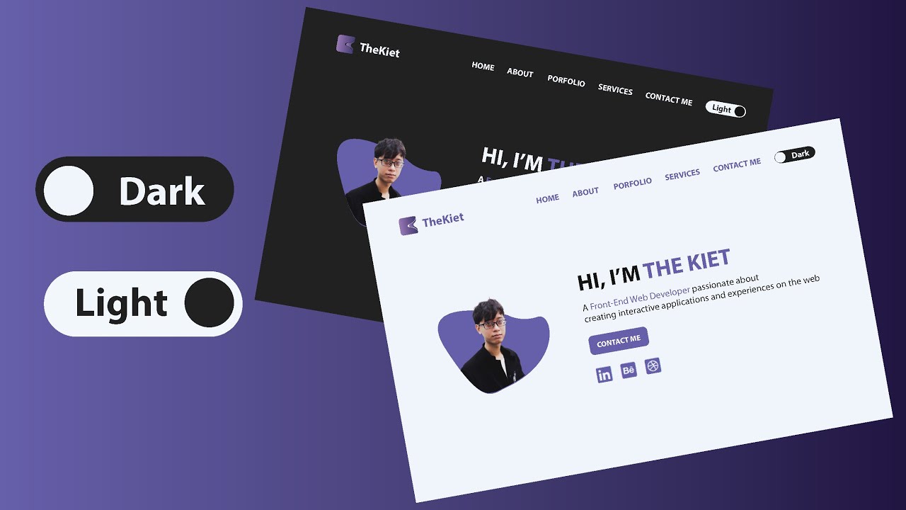 Personal Portfolio Website Dark Light Mode Using Html Css And