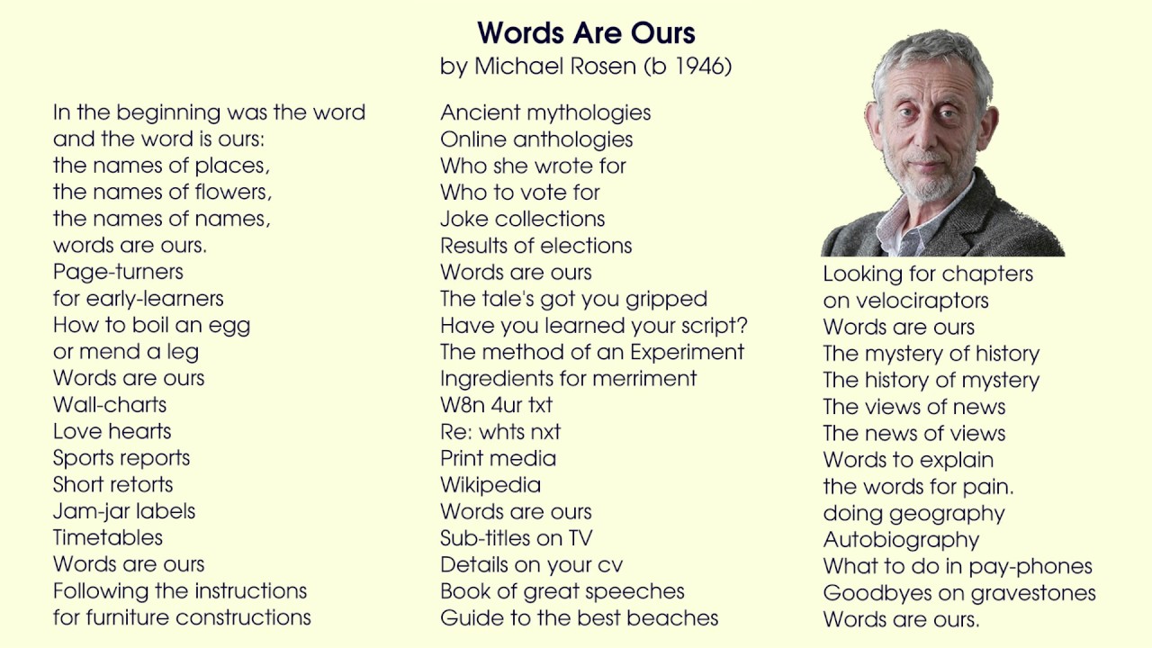 Words Are Ours By Michael Rosen Youtube