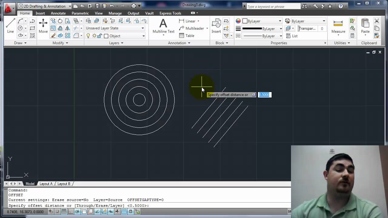 Offset Autocad 2011 Youtube