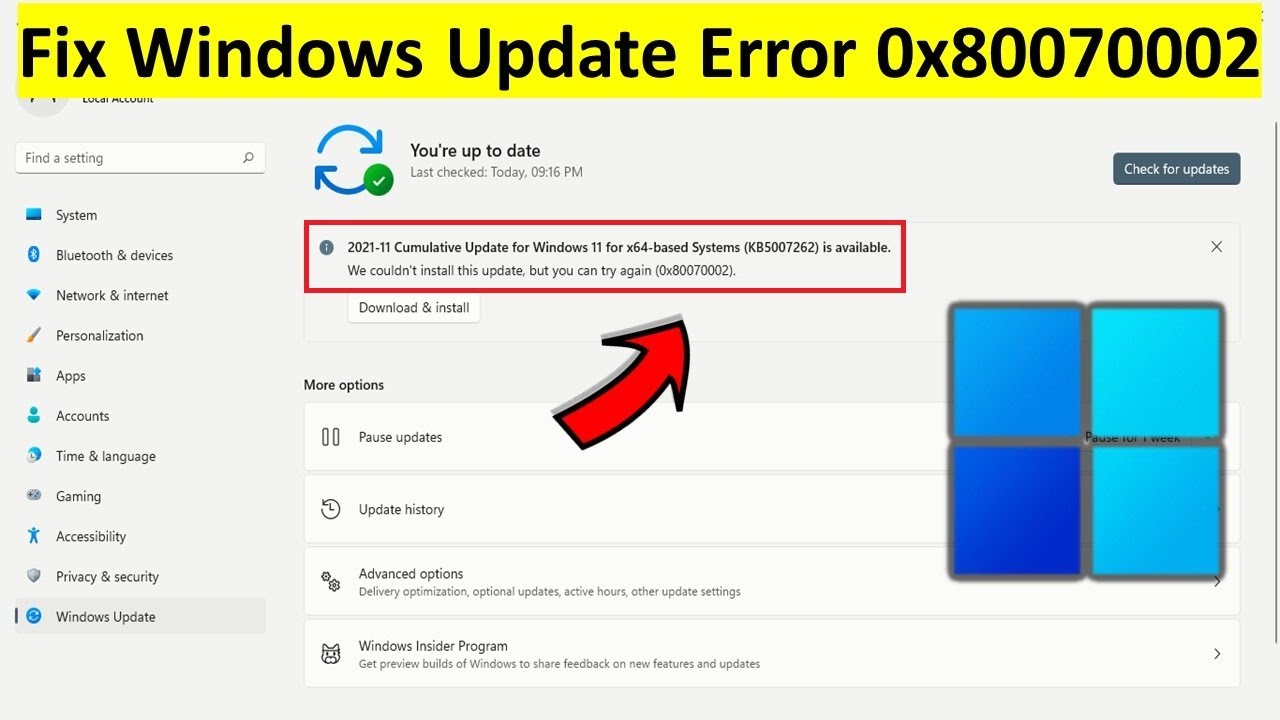 How To Fix Windows Update Error 0x80070002 In Windows 11