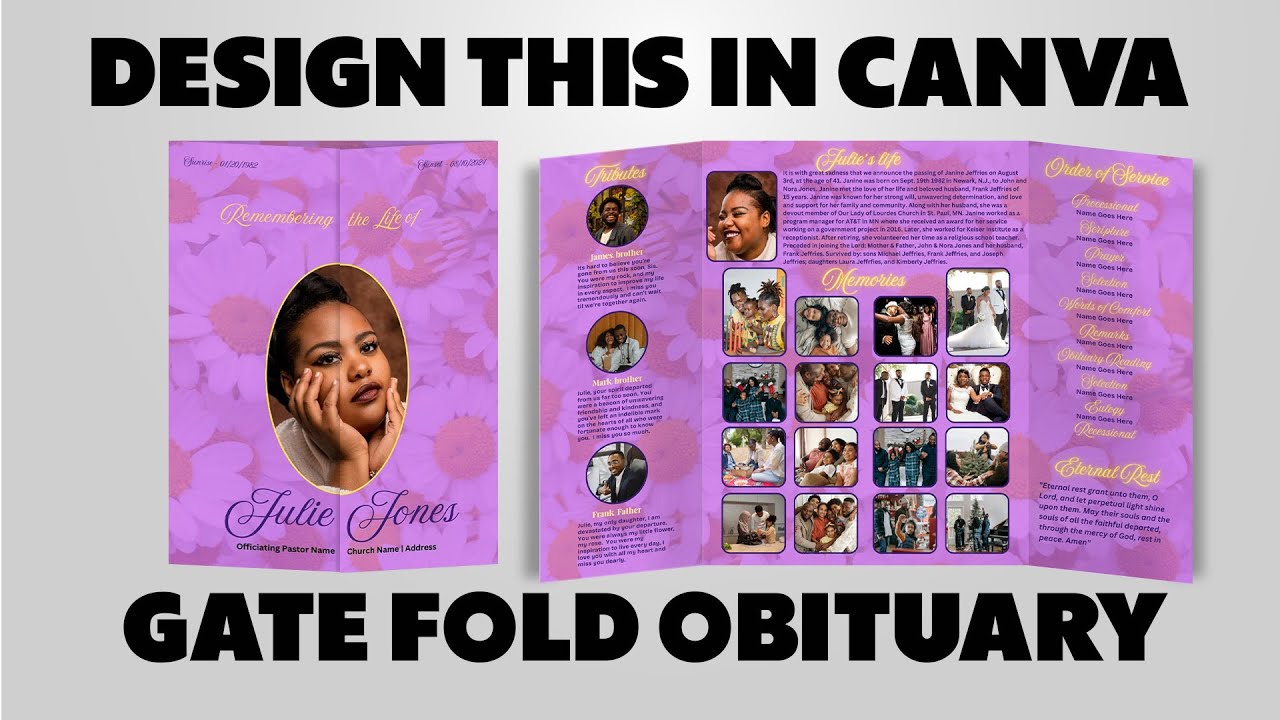 Step By Step Gate Fold Funeral Program Design In Canva Youtube