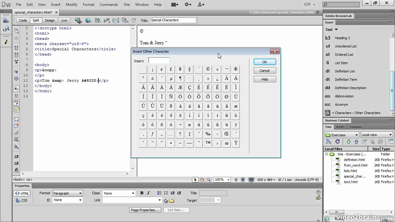 Inserting Special Characters Youtube