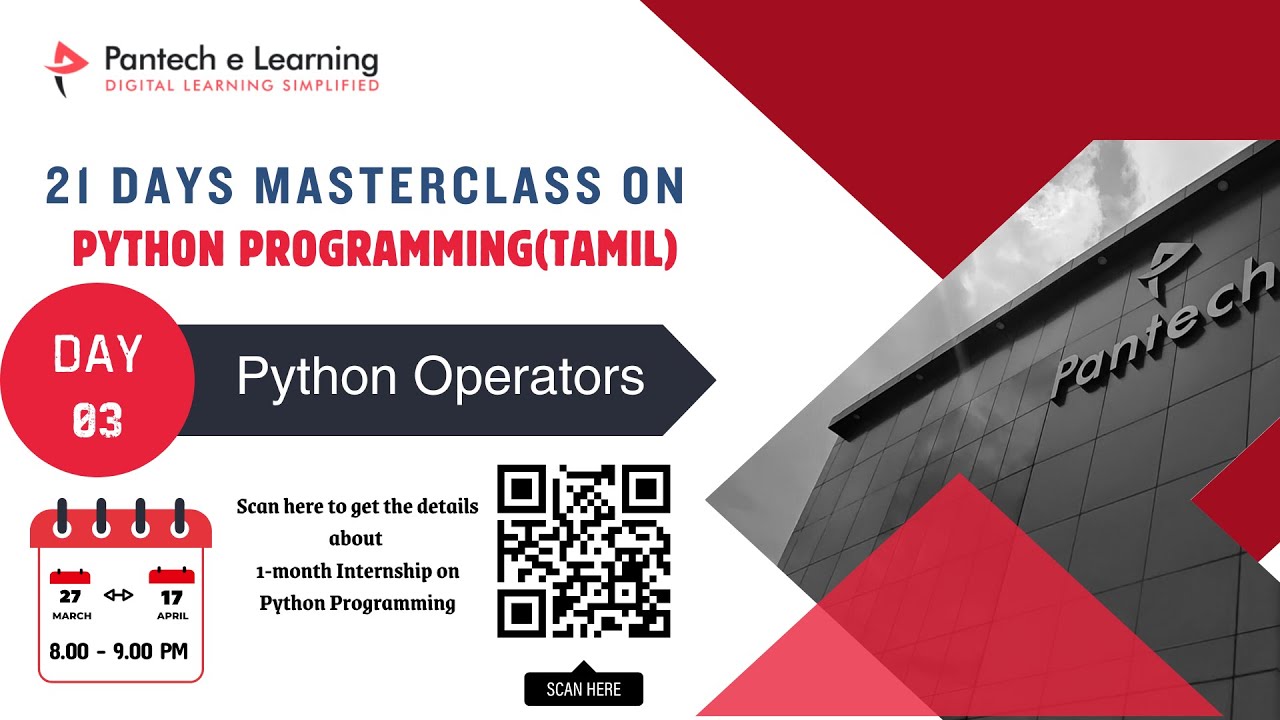 Day 03 Python Operators Python Tamil Masterclass Youtube