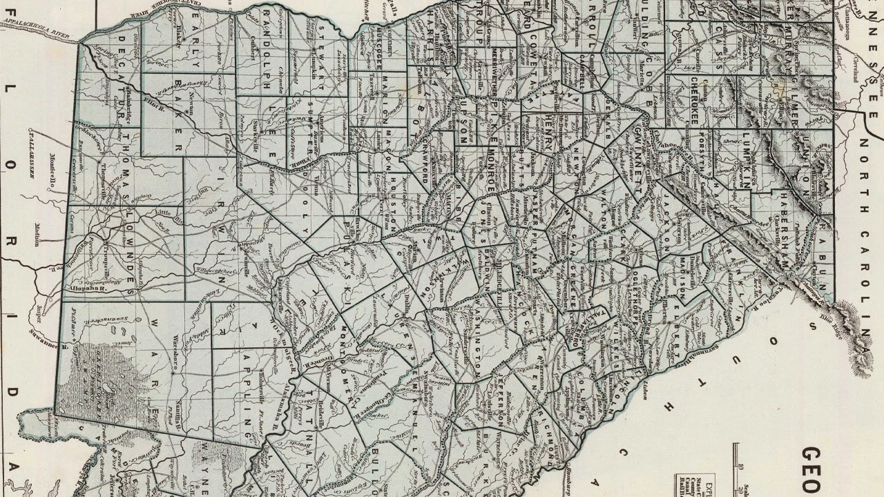 Georgia County Map 1845 Youtube