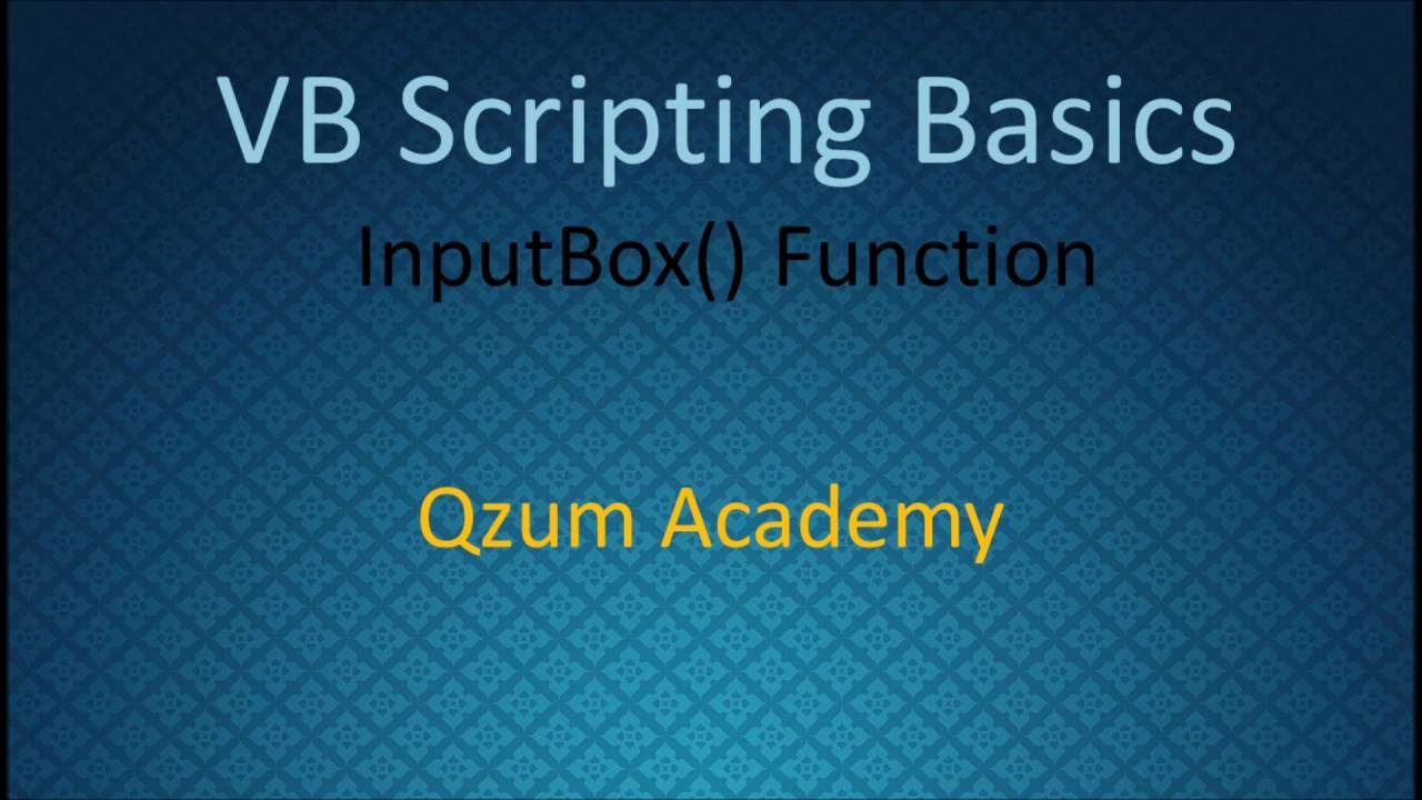 Vbscript Inputbox Function Youtube