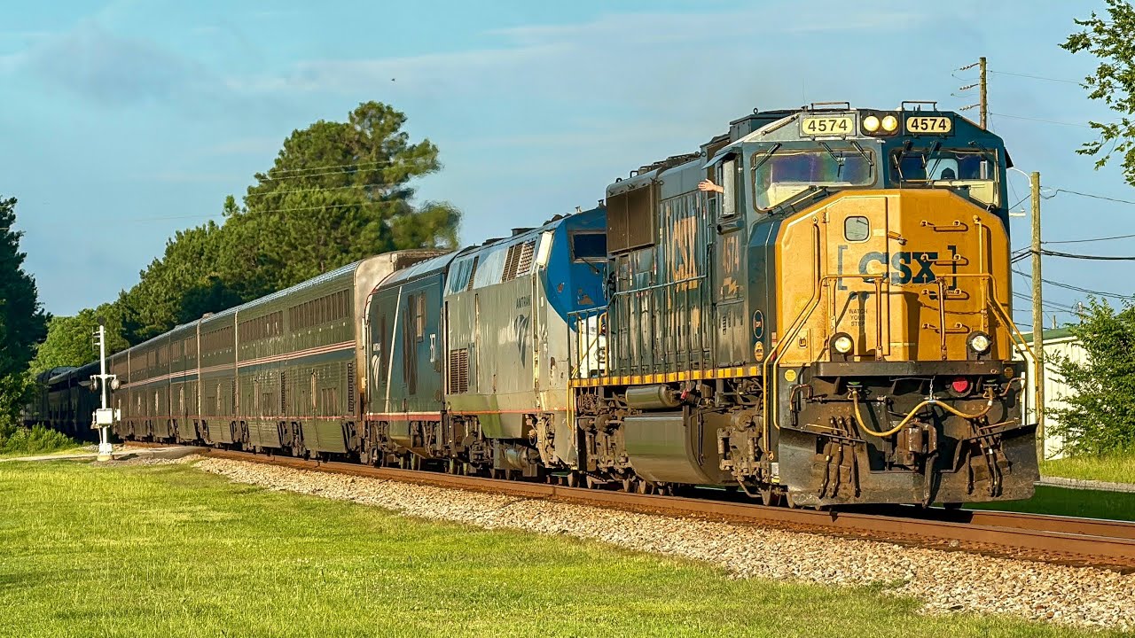 Csx Sd70mac Leads Amtrak Auto Train At 70mph Youtube
