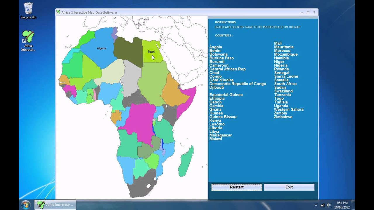 How To Use Africa Interactive Map Quiz Software Youtube