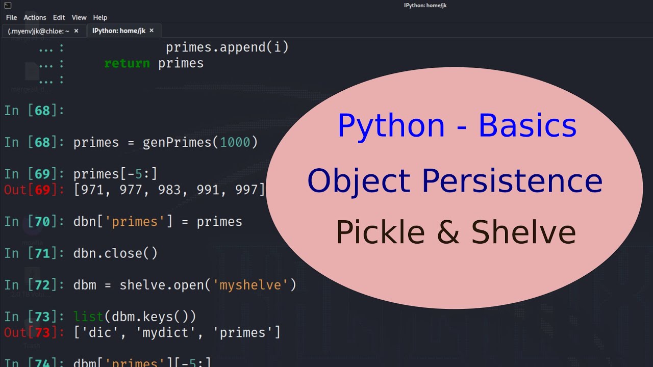 Python Basics 37 Object Persistence Pickle Shelve Youtube