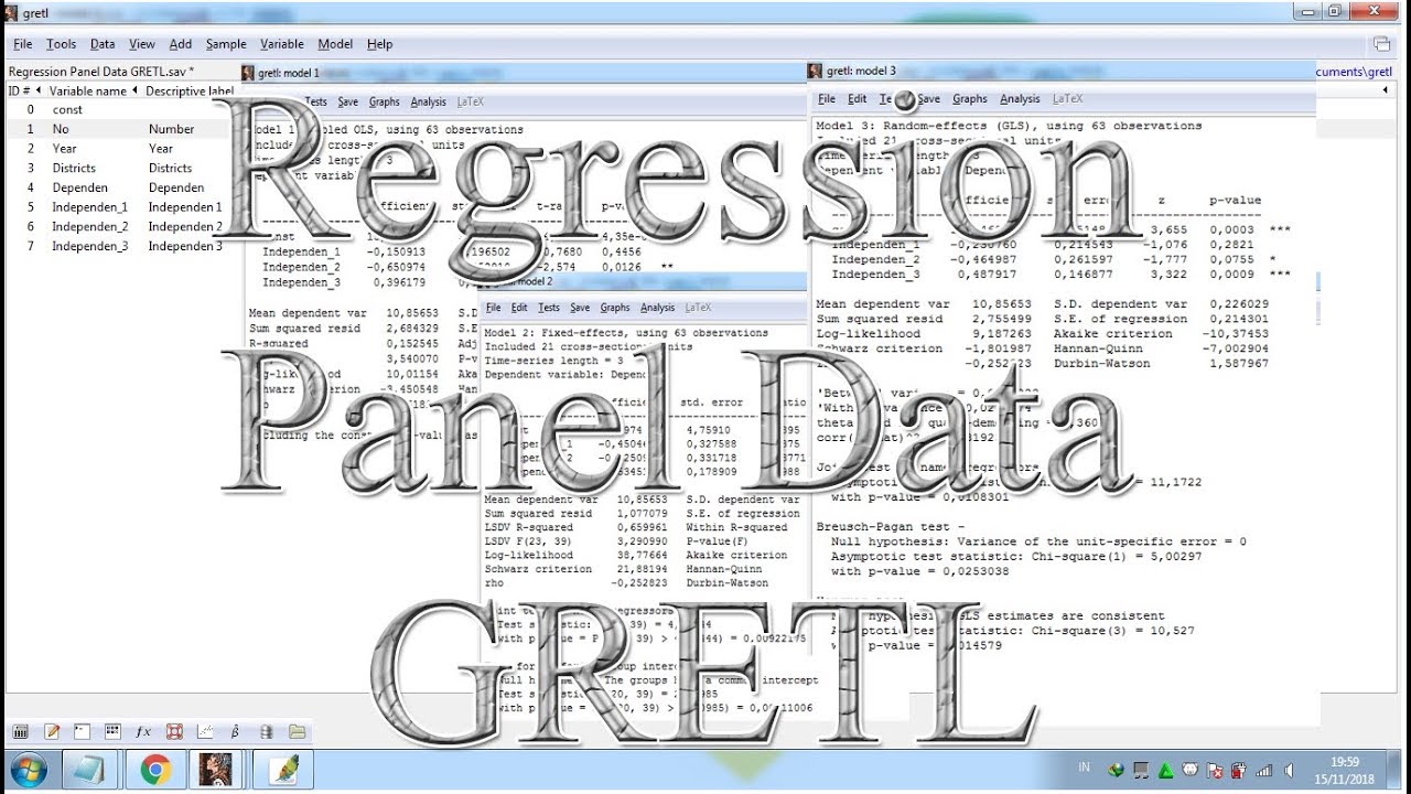 Regression Panel Data Gretl Youtube